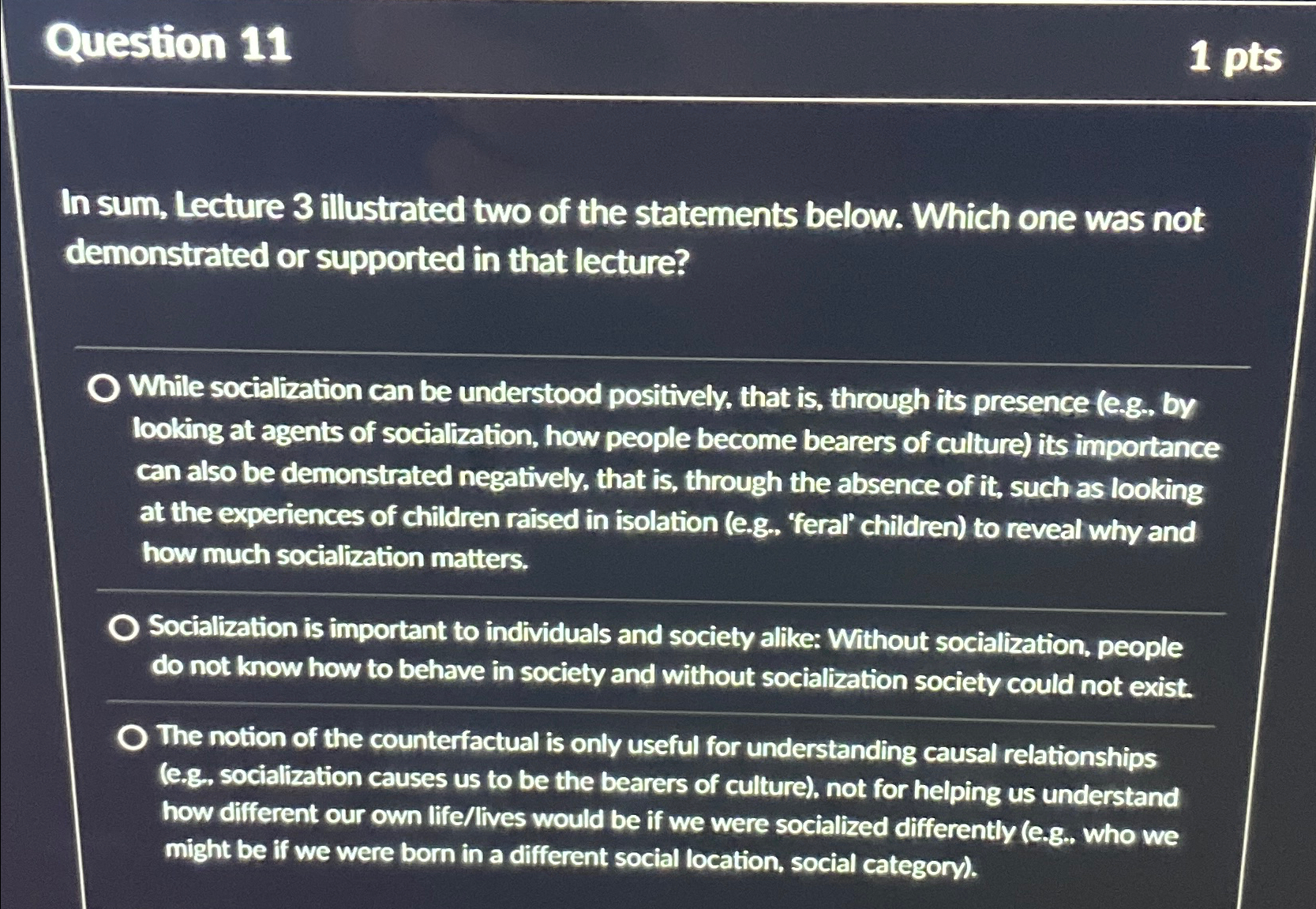 Question 111 ﻿ptsIn sum, Lecture 3 ﻿illustrated two | Chegg.com