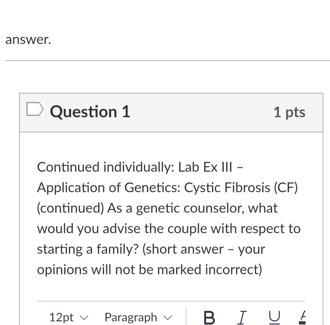 Solved Question 1 1 pts Continued individually: Lab Ex III - | Chegg.com