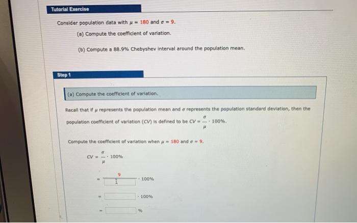 Solved Tutorial Exercise Consider population data with = 180 | Chegg.com
