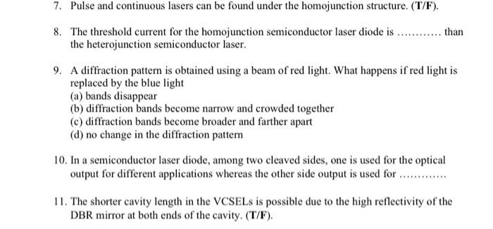 Solved 8. The threshold current for the homojunction | Chegg.com