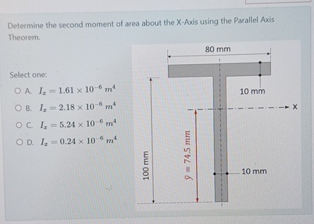 Solved Determine the second moment of area about the X-Axis | Chegg.com