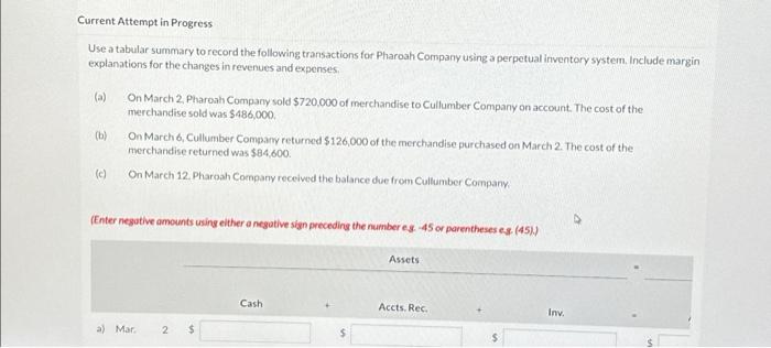 Solved Current Attempt in Progress Use a tabular summary to | Chegg.com