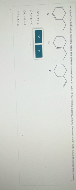 Solved Which of the following correctly ranks the alkenes | Chegg.com