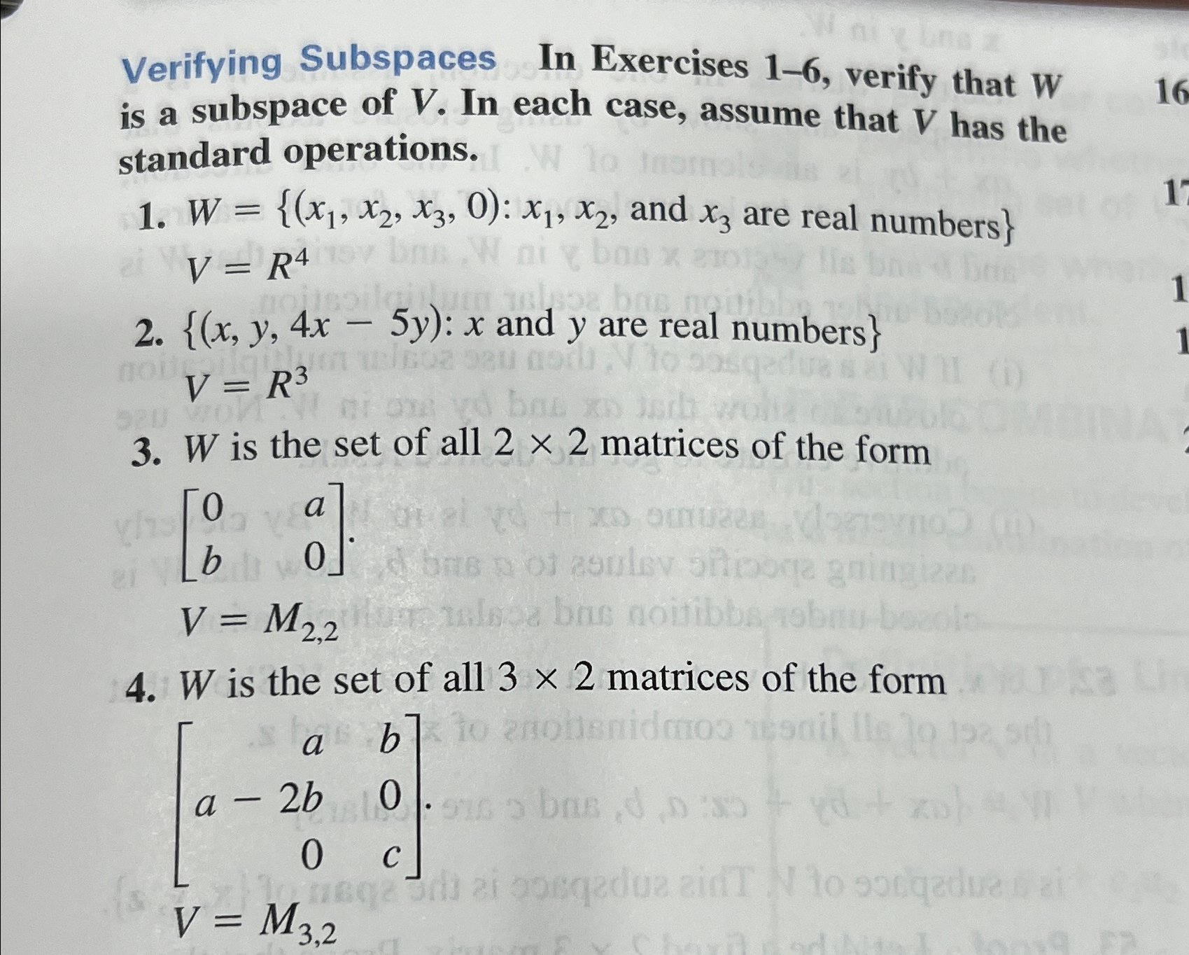 Solved Please solve question 4. ﻿Verifying Subspaces In | Chegg.com