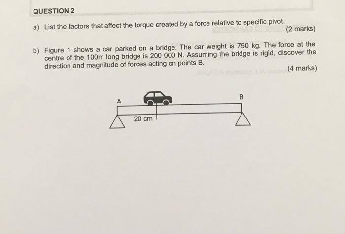 Solved QUESTION 2 a) List the factors that affect the torque | Chegg.com