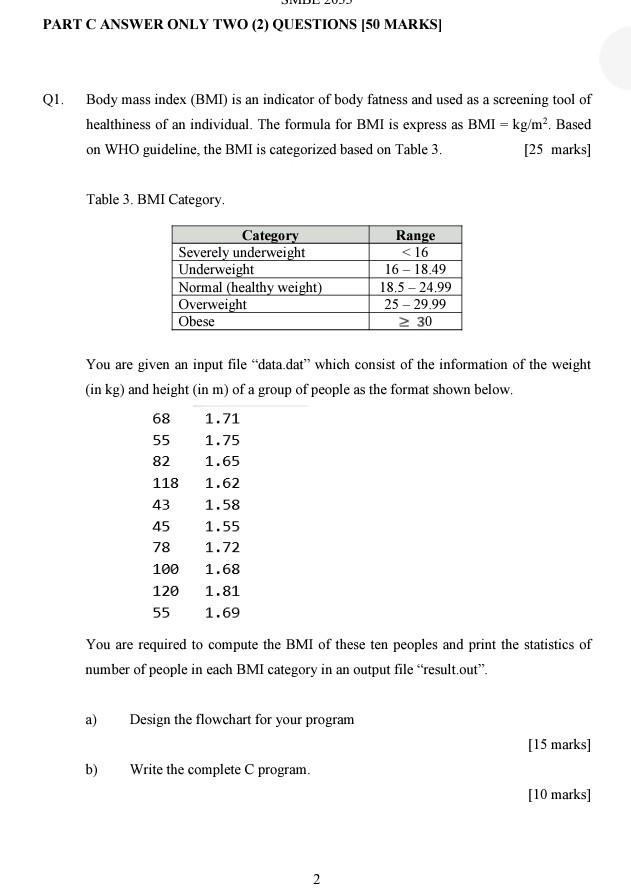 Solved PART C ANSWER ONLY TWO (2) QUESTIONS (50 MARKS] QI. | Chegg.com