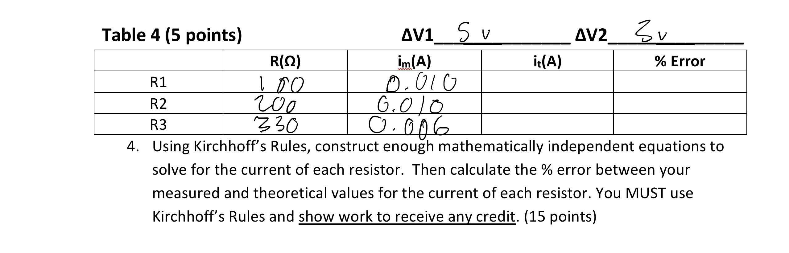 Using Kirchhoff's Rules, construct enough | Chegg.com