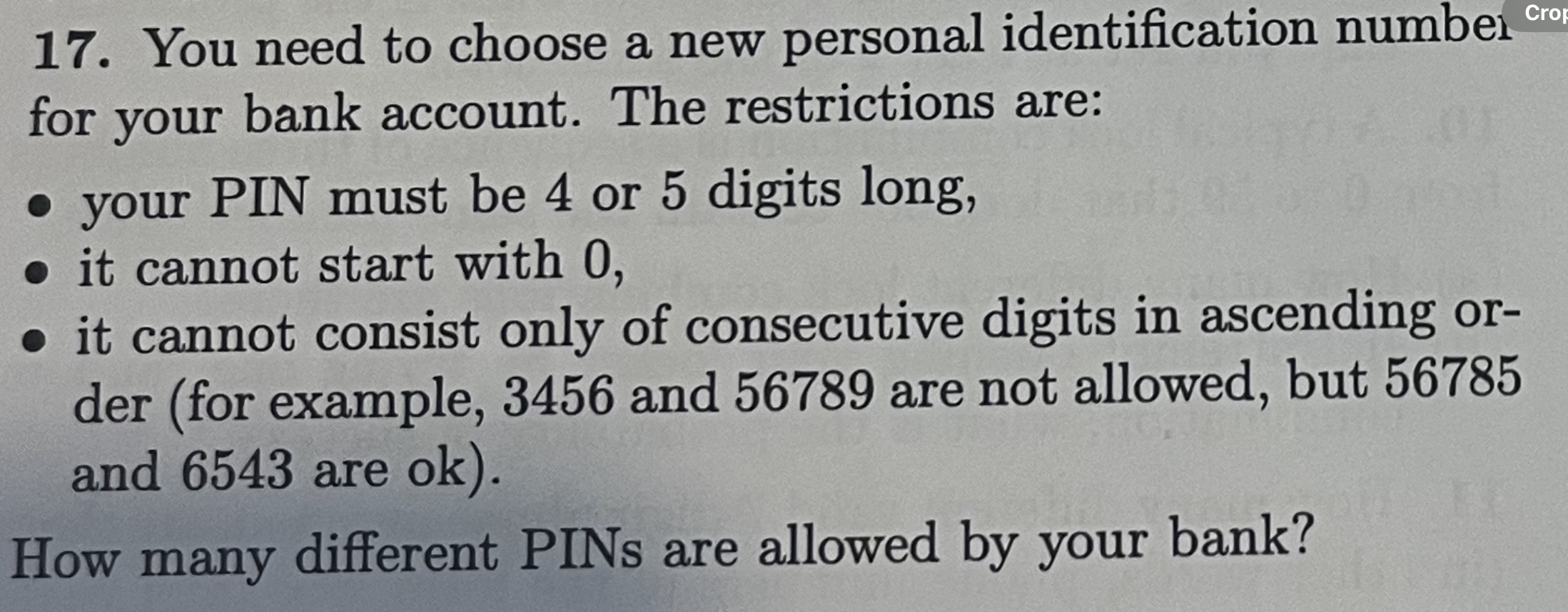 Solved You need to choose a new personal identification | Chegg.com