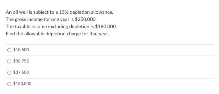 Solved An oil well is subject to a 15% depletion allowance. | Chegg.com