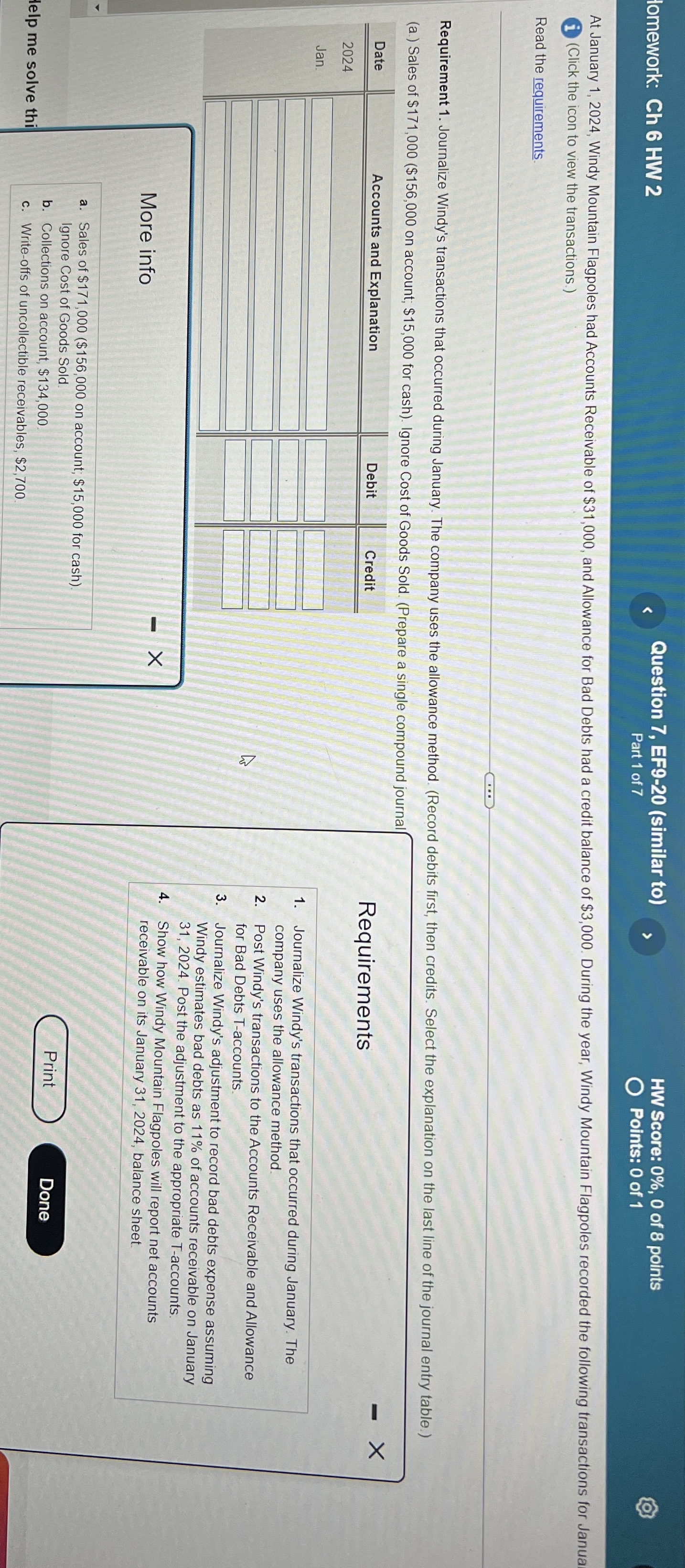 Solved lomework: Ch 6 ﻿HW 2Question 7, ﻿EF9-20 (similar | Chegg.com