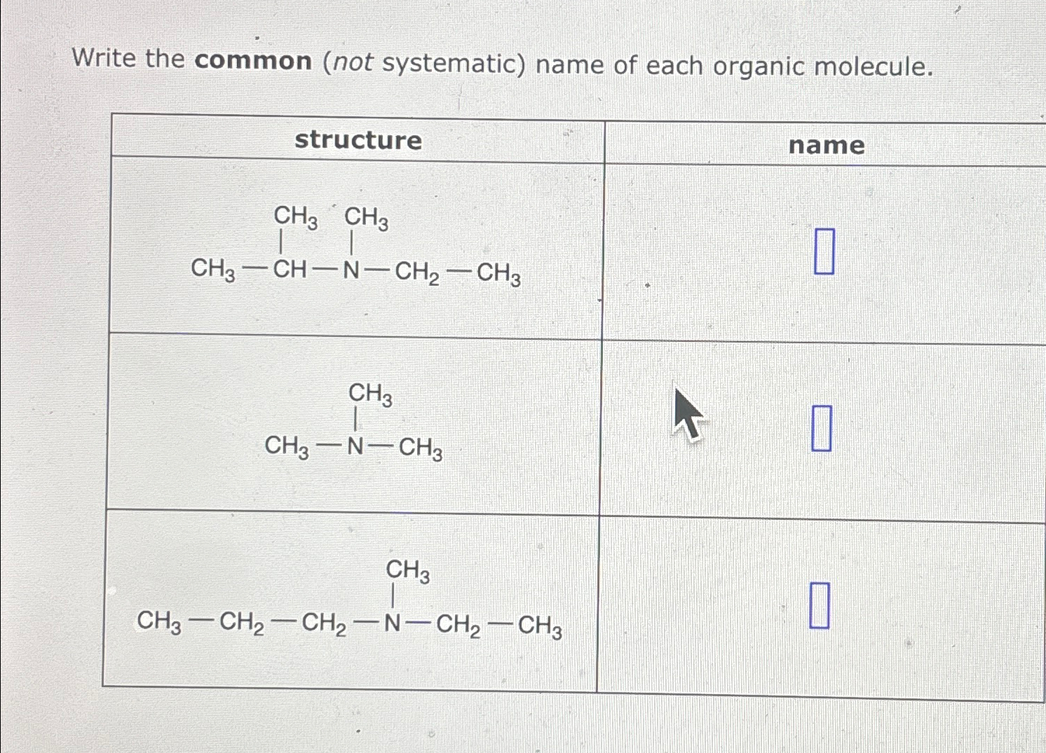 Solved Write the common (not systematic) ﻿name of each | Chegg.com