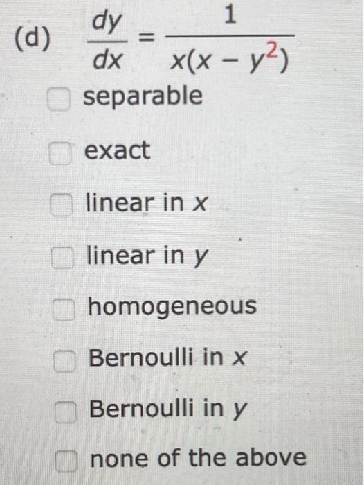 Solved Classify Each Differential Equation As Separable
