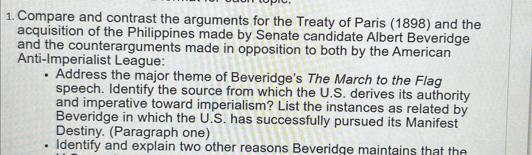 Solved Compare and contrast the arguments for the Treaty of | Chegg.com