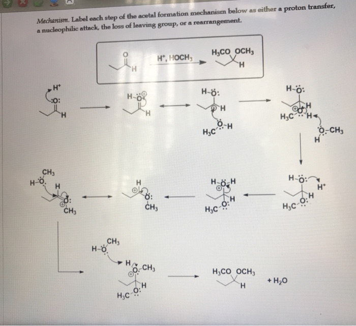 Solved Mechanism. Label each step of the acetal formation | Chegg.com