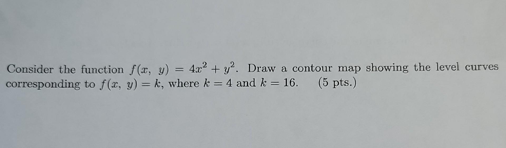 Solved Consider the function f(x,y)=4x2+y2. Draw a contour | Chegg.com