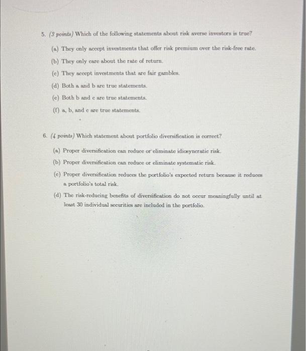 Solved 5. (3 points) Which of the following statements nbout | Chegg.com