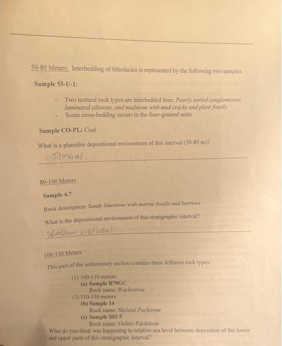 Solved 50-80 Meters: Interbedding of lithofacies is | Chegg.com