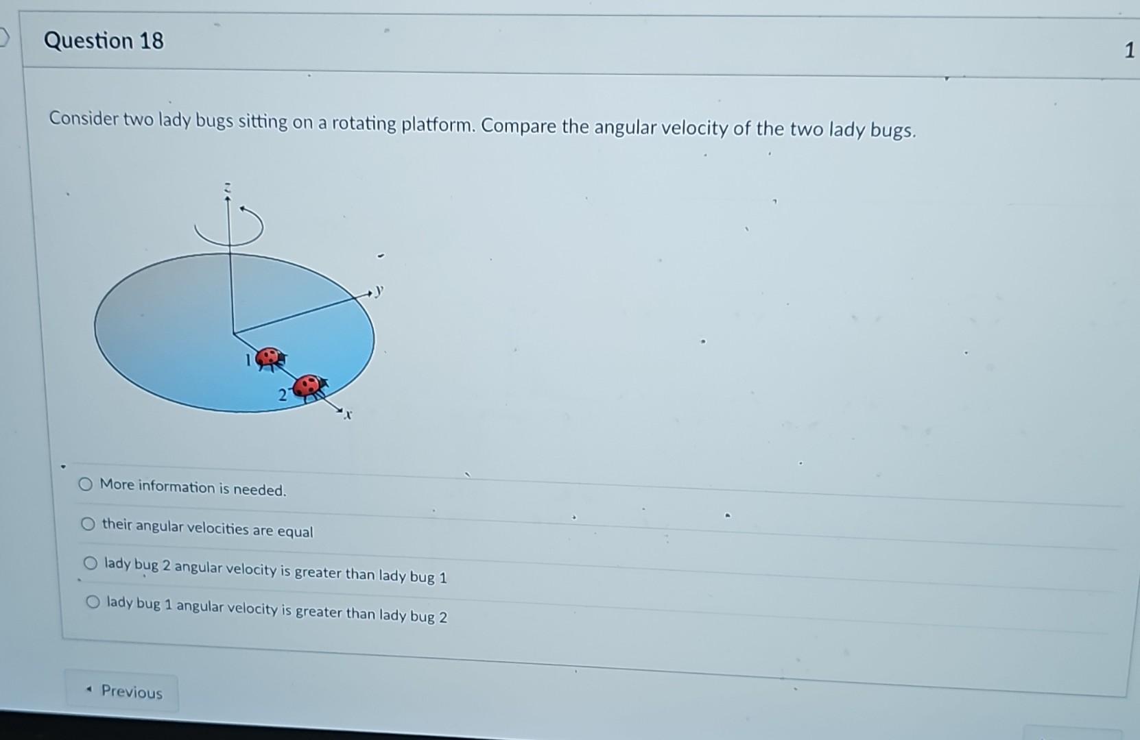 Solved Consider two lady bugs sitting on a rotating | Chegg.com