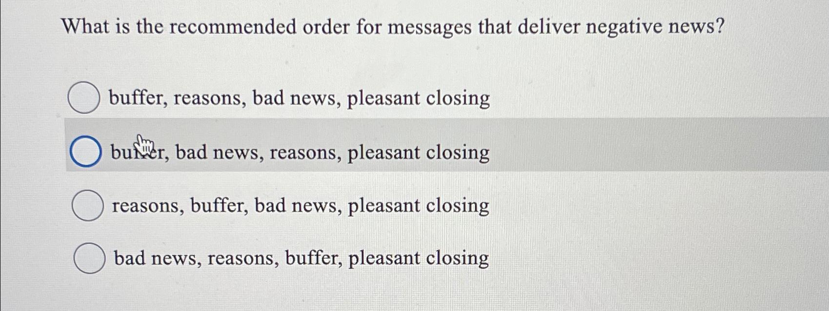 Solved What is the recommended order for messages that | Chegg.com