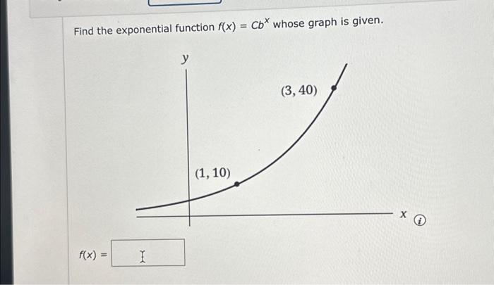 Solved Find The Exponential Function F X Cbx Whose Graph