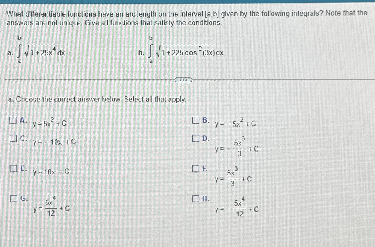 Solved What differentiable functions have an arc length on | Chegg.com