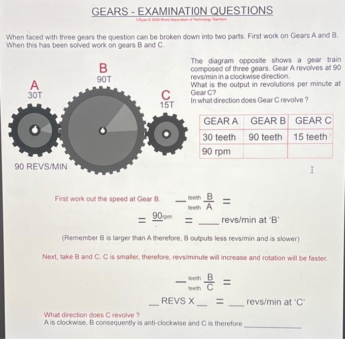 Solved When faced with three gears the question can be | Chegg.com
