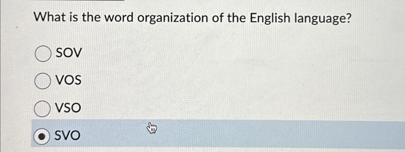 Solved What is the word organization of the English | Chegg.com