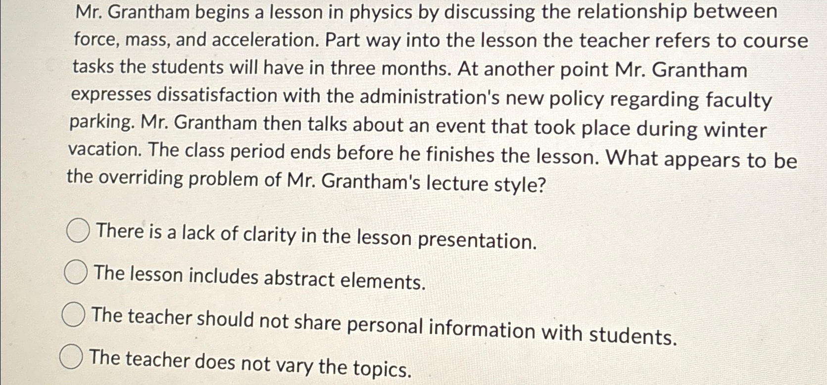 Solved Mr. ﻿Grantham begins a lesson in physics by | Chegg.com