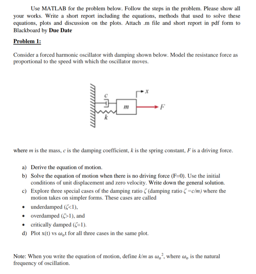 Solved Use MATLAB for the problem below. Follow the steps in | Chegg.com