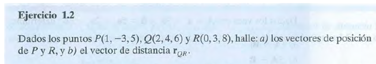 Solved Ejercicio 1.2Dados los puntos P(1,-3,5),Q(2,4,6) ﻿y | Chegg.com