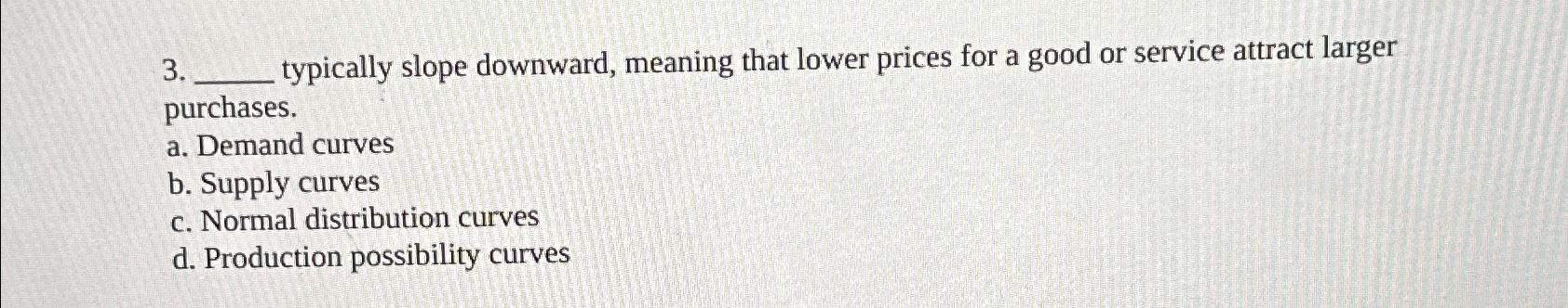 Solved typically slope downward, meaning that lower prices | Chegg.com