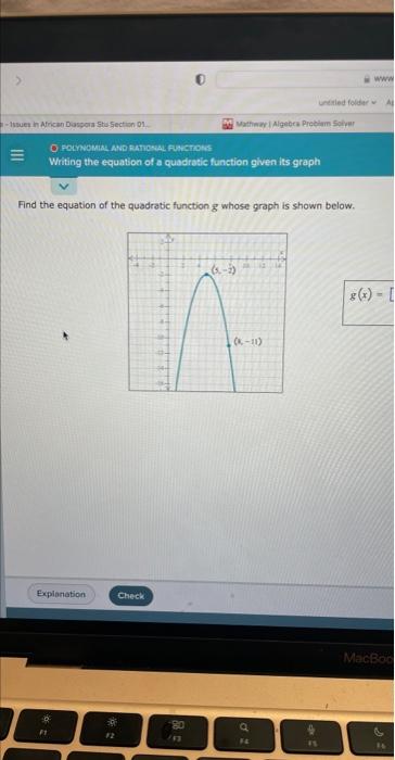 Solved Find the equation of the quadratic function g whose | Chegg.com
