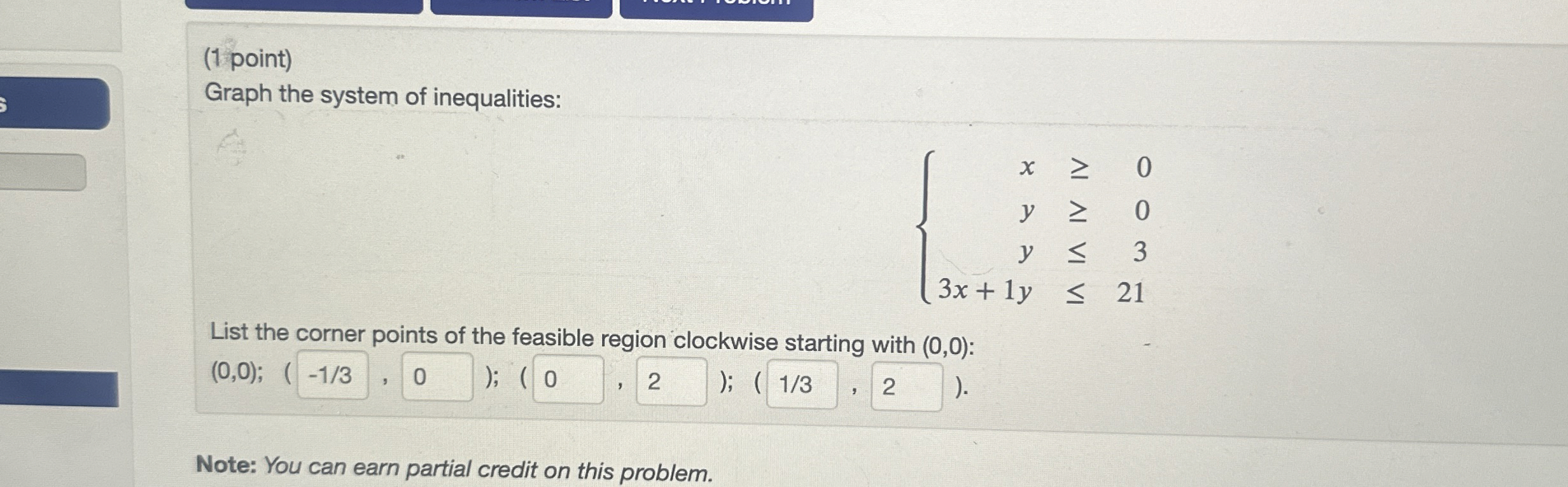 Solved (1 ﻿point)Graph the system of | Chegg.com