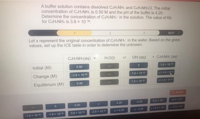 Solved A buffer solution contains dissolved C.H:NH, and | Chegg.com