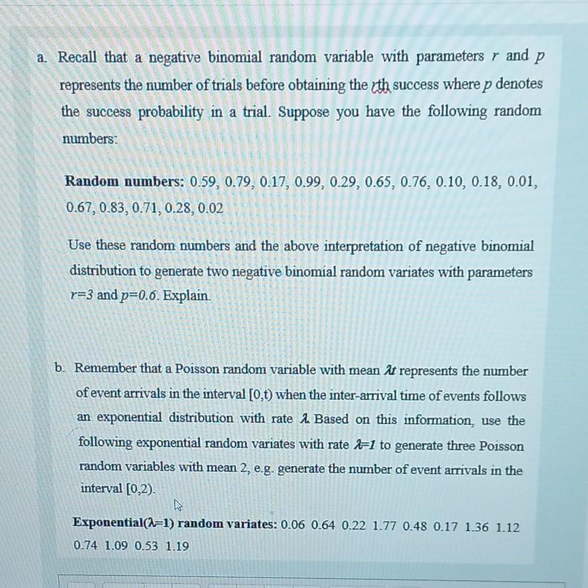 Solved a. Recall that a negative binomial random variable | Chegg.com