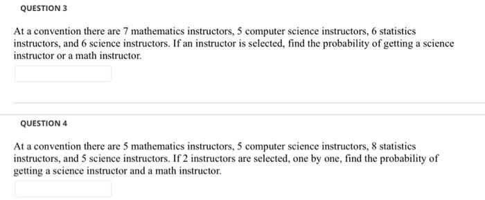 Solved At a convention there are 7 mathematics instructors, | Chegg.com