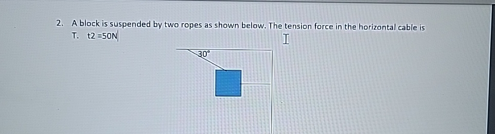 Solved A block is suspended by two ropes as shown below. The | Chegg.com