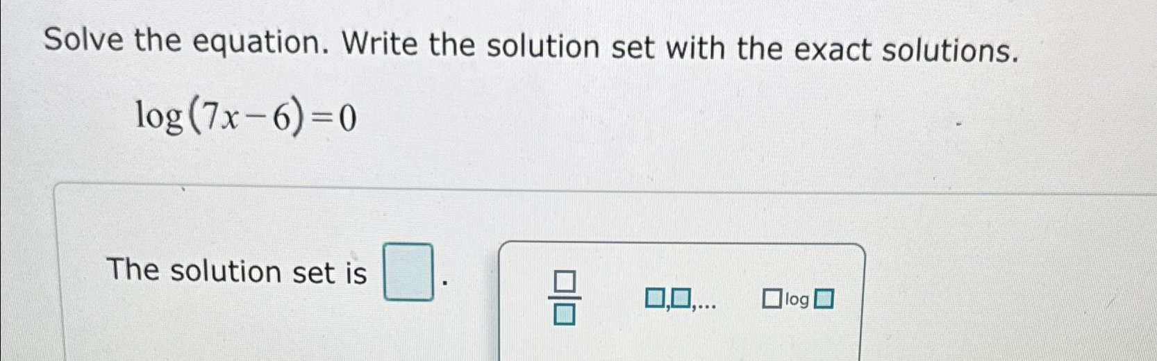 Solved Solve the equation. Write the solution set with the | Chegg.com