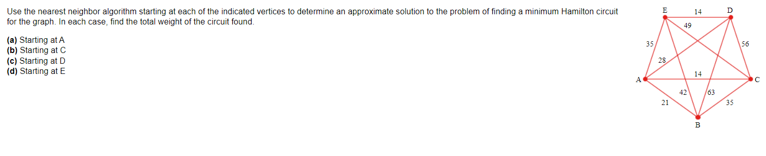Solved Use the nearest neighbor algorithm starting at each | Chegg.com