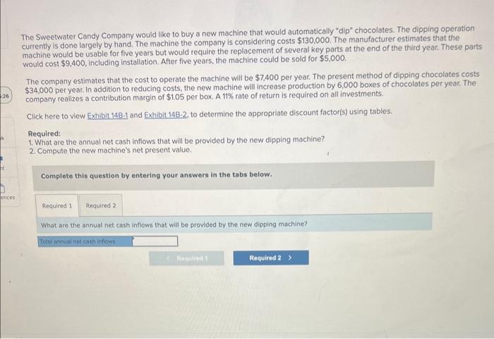 Solved The Sweetwater Candy Company would like to buy a new | Chegg.com