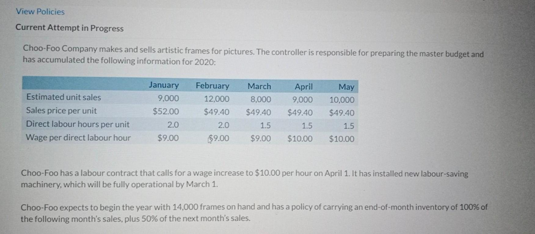 Solved View Policies Current Attempt in Progress Choo-Foo | Chegg.com
