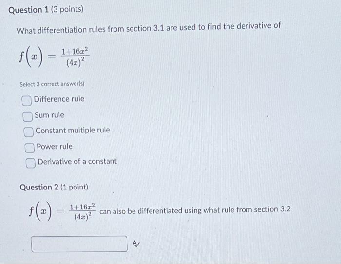 Solved What differentiation rules from section 3.1 are used | Chegg.com