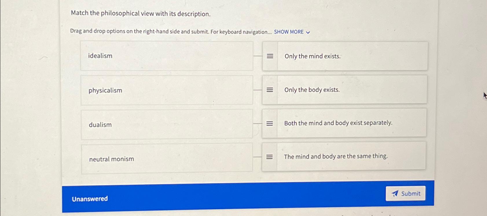 Solved Match the philosophical view with its | Chegg.com