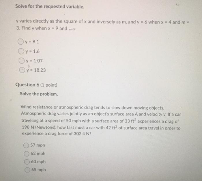Solved Solve for the requested variable. y varies directly | Chegg.com