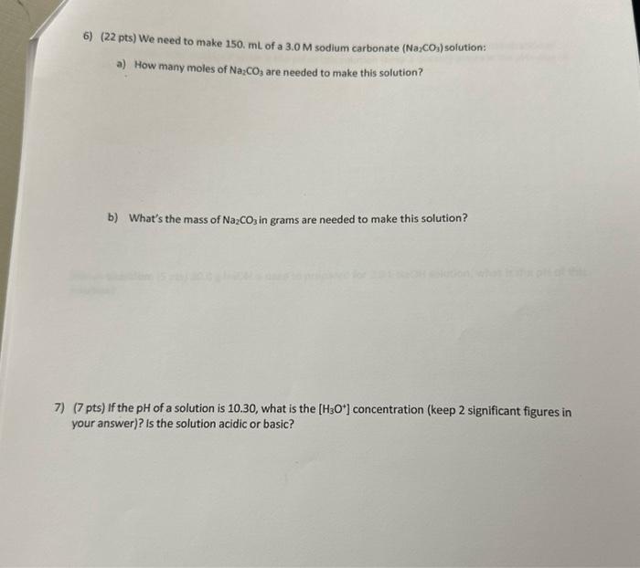 Solved b) What's the mass of Na2CO3 in grams are needed to | Chegg.com