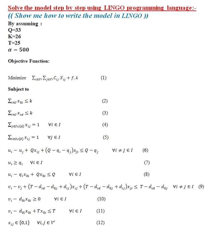 Solved Solve the model step by step using LINGO programming | Chegg.com