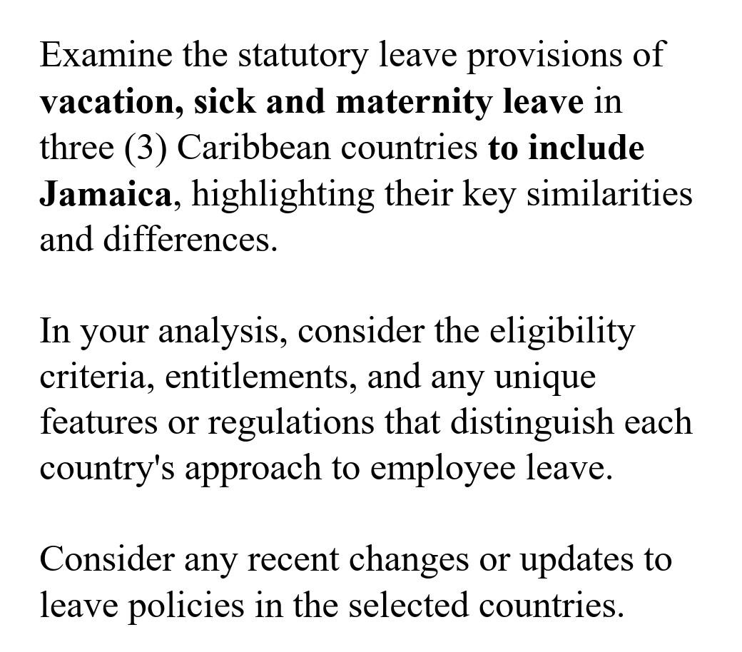 Examine the statutory leave provisions of vacation, | Chegg.com