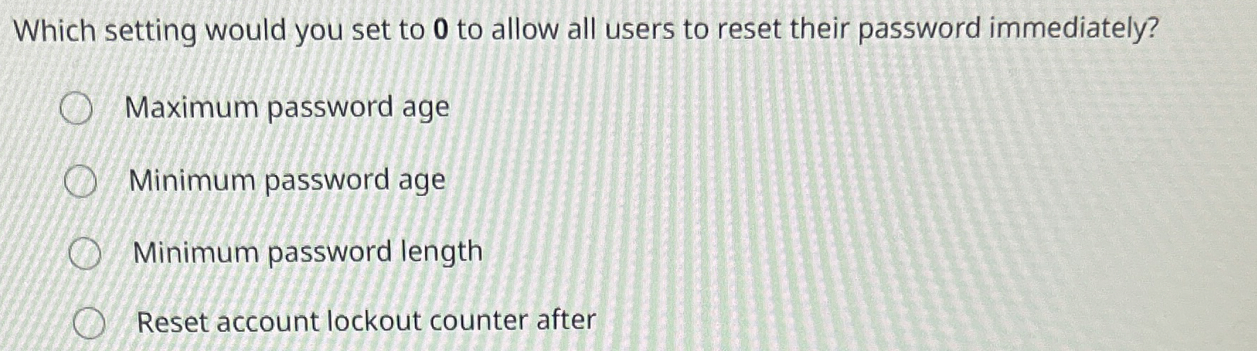 Solved Which setting would you set to 0 ﻿to allow all users | Chegg.com