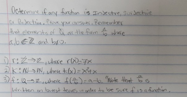 Solved Determine if any function is Injectre, surjective or | Chegg.com