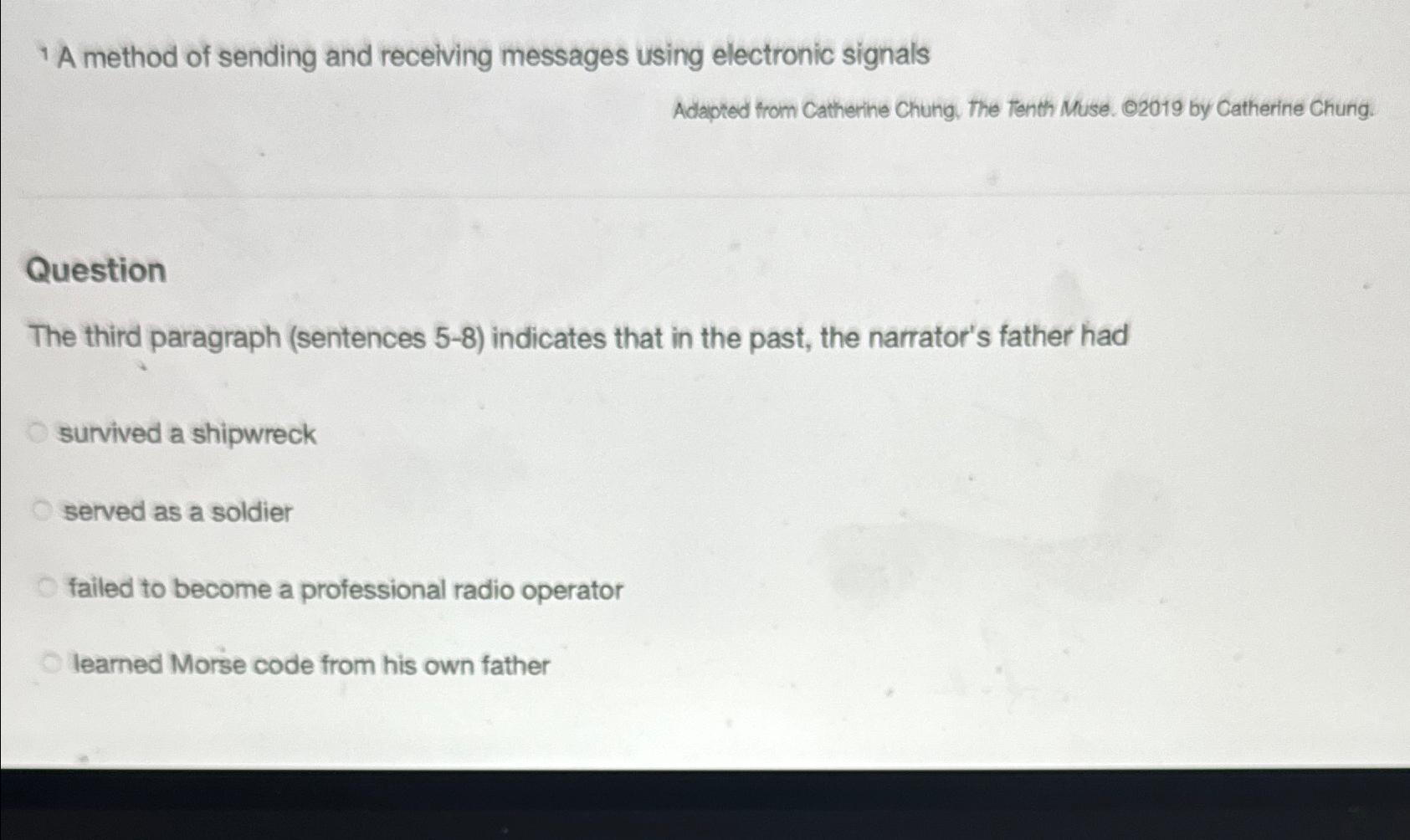 Solved ?1 ﻿A method of sending and receiving messages using | Chegg.com